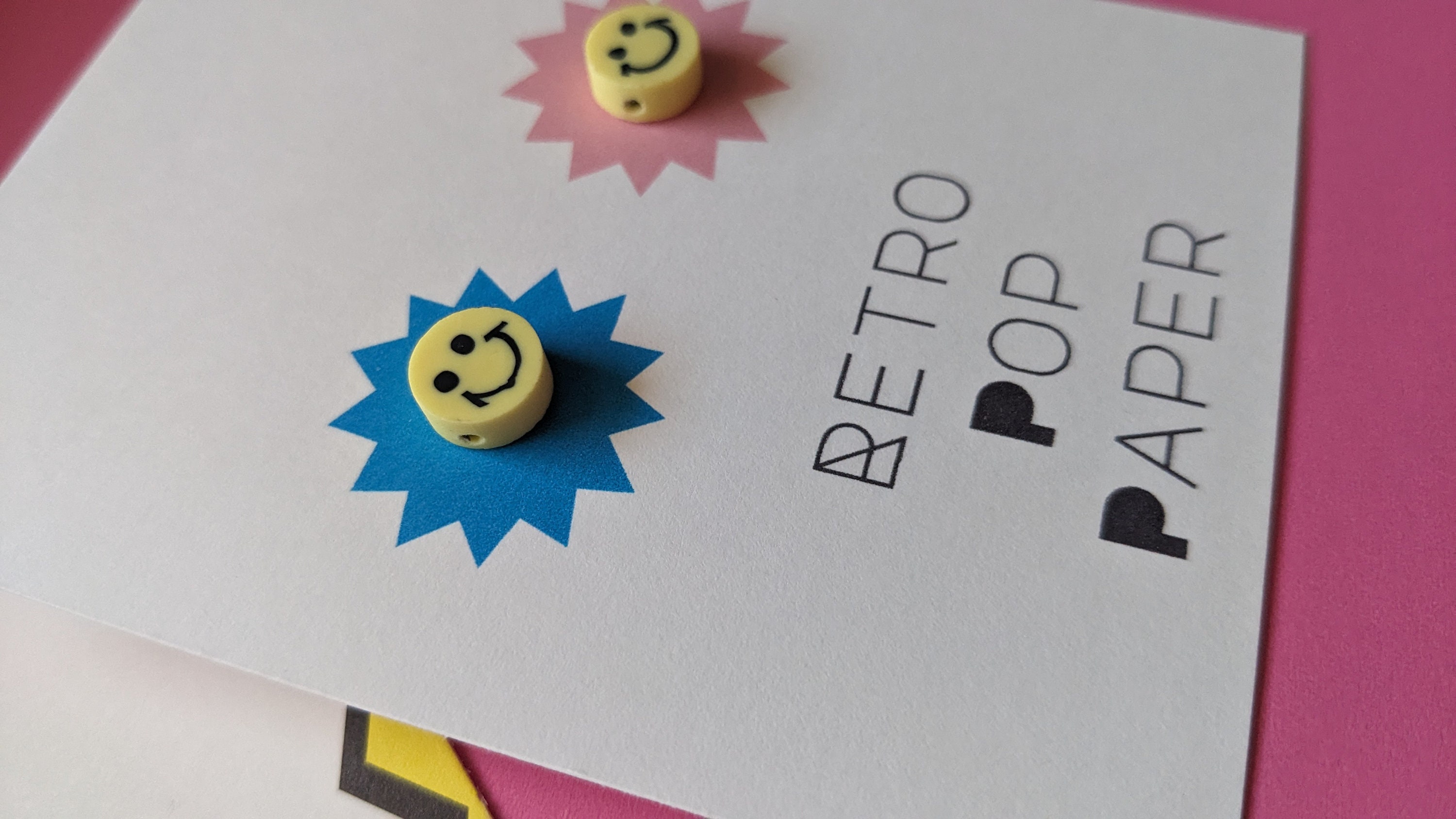 Smiley Face Clay Smiley Face Bead Plastic Earrings Stud Earrings Charm ...