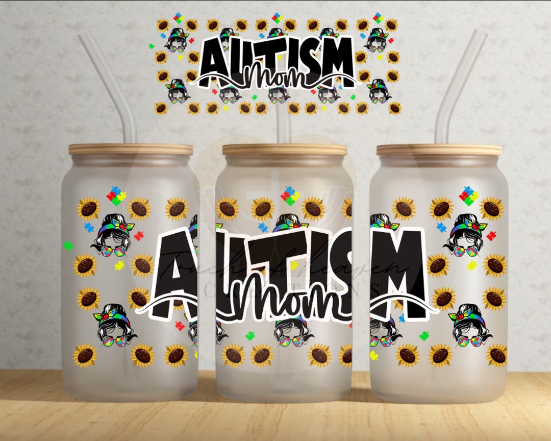 Autism Mom Autism Cup Design Autism Awareness Libbey Glass - Etsy