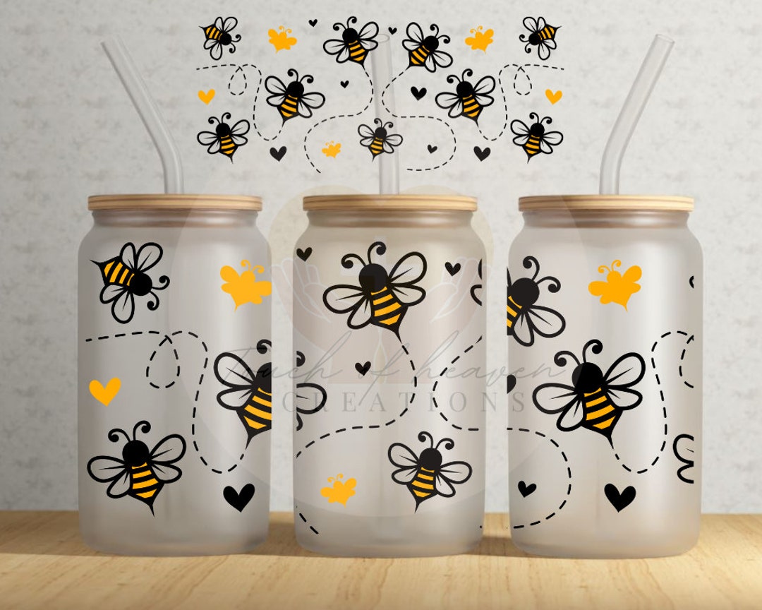 Bumble Bee Glass Can, Bumble Bee Custom Design, Bumble Bees, Custom ...