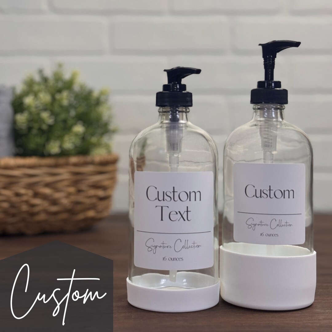 CUSTOM - Clear Glass Soap Dispenser With Non-slip Sleeves, Plastic ...