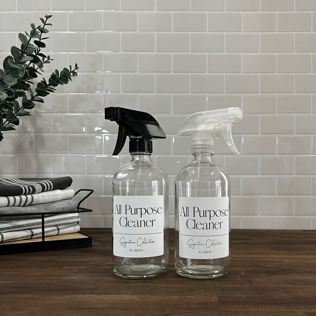 16-ounce Clear Glass Spray Bottles Signature Cleaner - Etsy