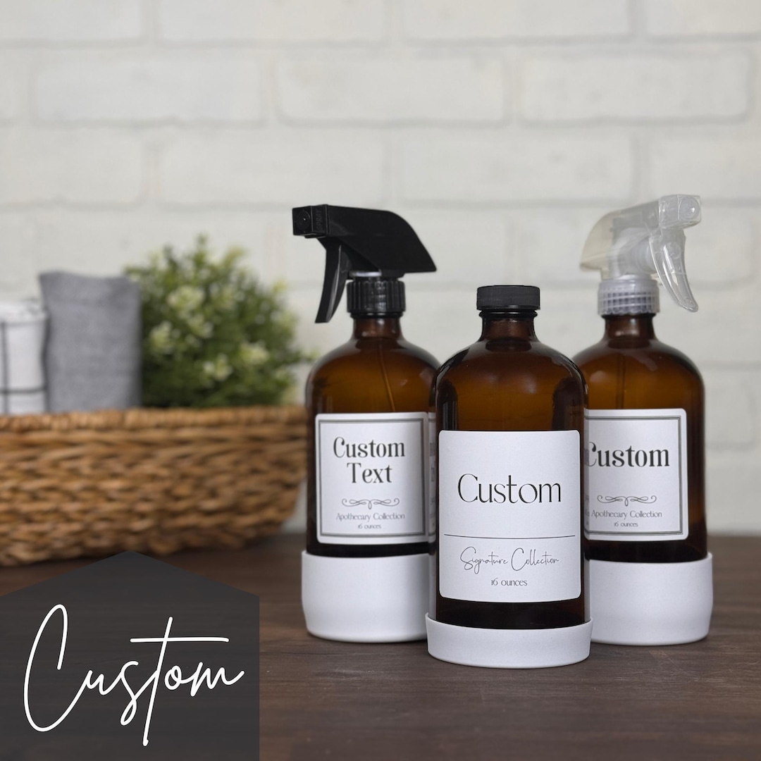 CUSTOM - Amber Glass Spray Bottles With Non-slip Sleeves | Refillable ...