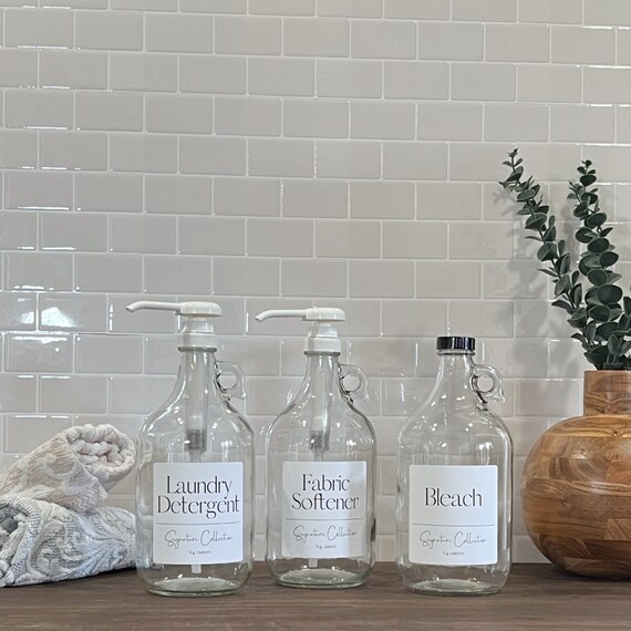 64-ounce Clear Glass Laundry Bottle Signature Laundry - Etsy