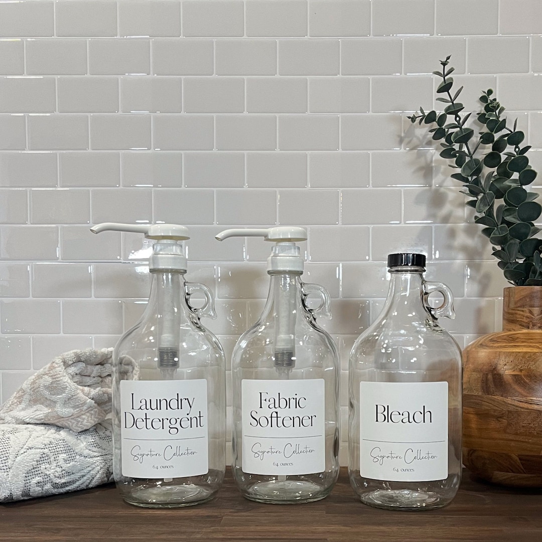 64-ounce Clear Glass Laundry Bottle | Signature Laundry Collection ...