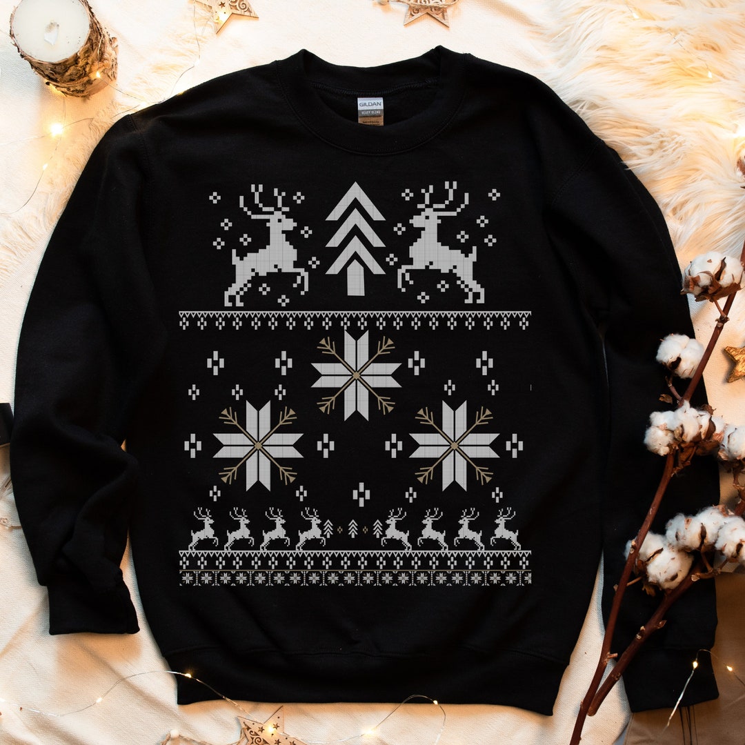 Rudolph and Stars Ugly Christmas Sweatshirt Men's Humor Christmas Xmas ...