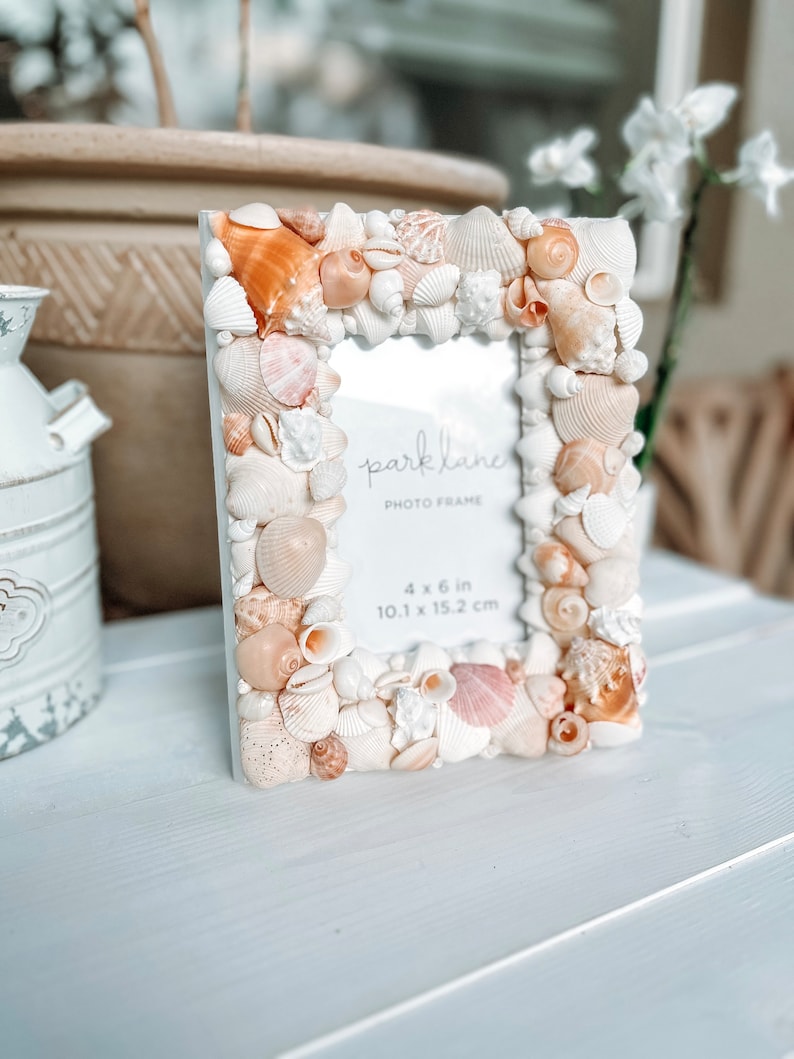 Seashell Frame for 4x6 Picture, Natural Tan/beige Shell Picture Frame ...
