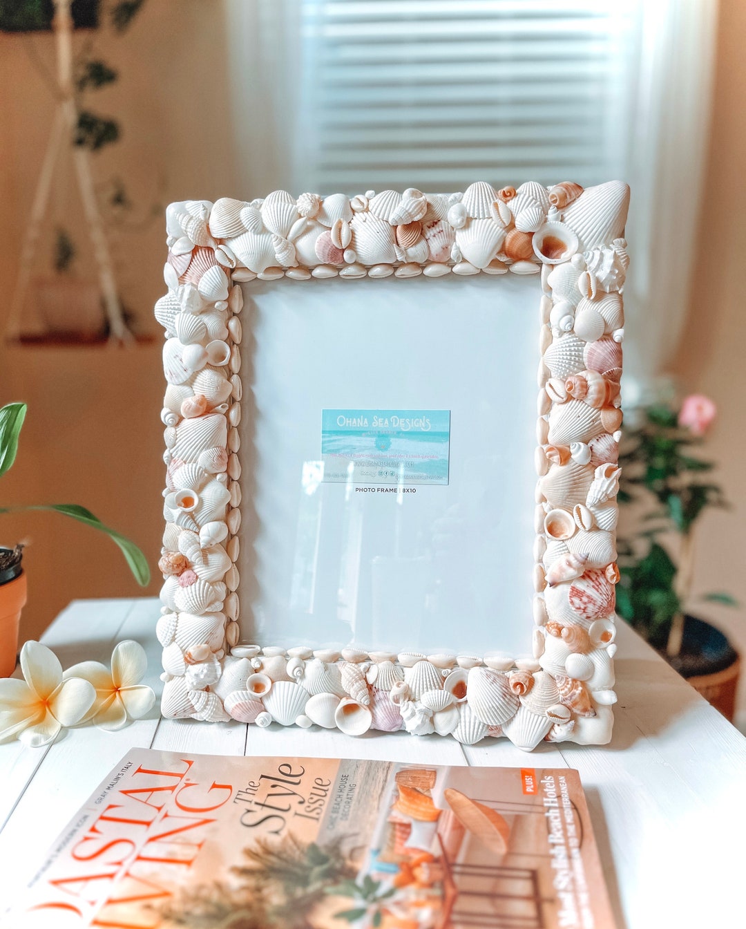 Sea Shell Picture Frame, Large Shell Picture Frame, Luxury Coastal Home ...