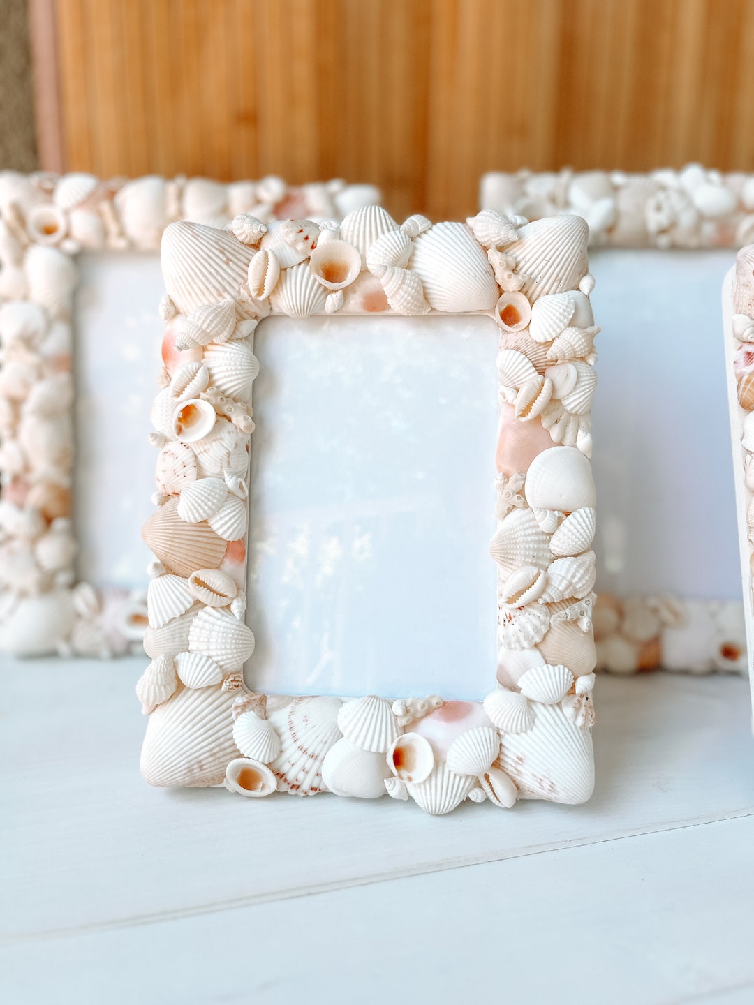 Seashell Picture Frame, 4x6 or 5x7, Palm Beach Chic Decor, Pink and ...