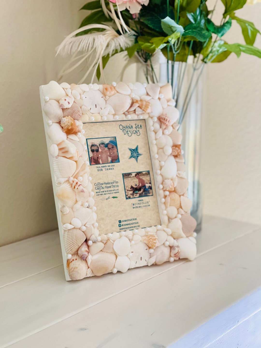 Seashell Picture Frame 5x7”: Coastal Beach Decor With Pearls - Etsy