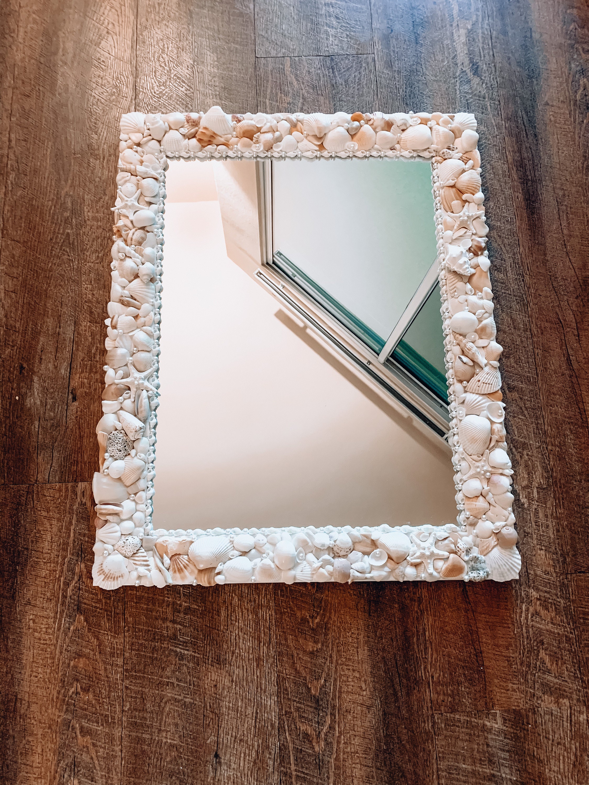 Beach Wall Mirror Beach Decor, Seashell Starfish Wall Mirror, Coastal ...