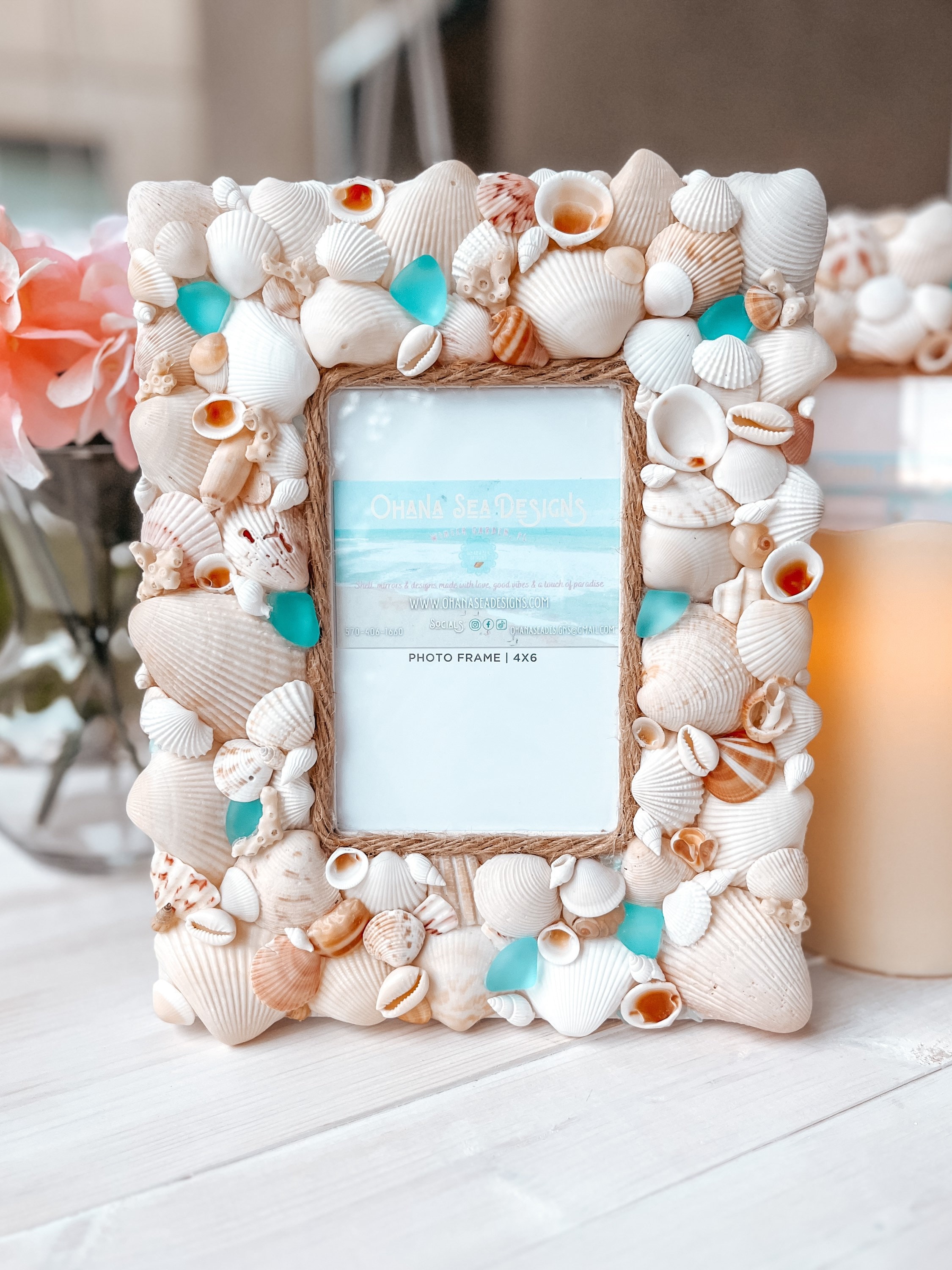 Shell Picture Frame Coastal Cowgirl Decor, Custom 4x6” Shell Frame ...