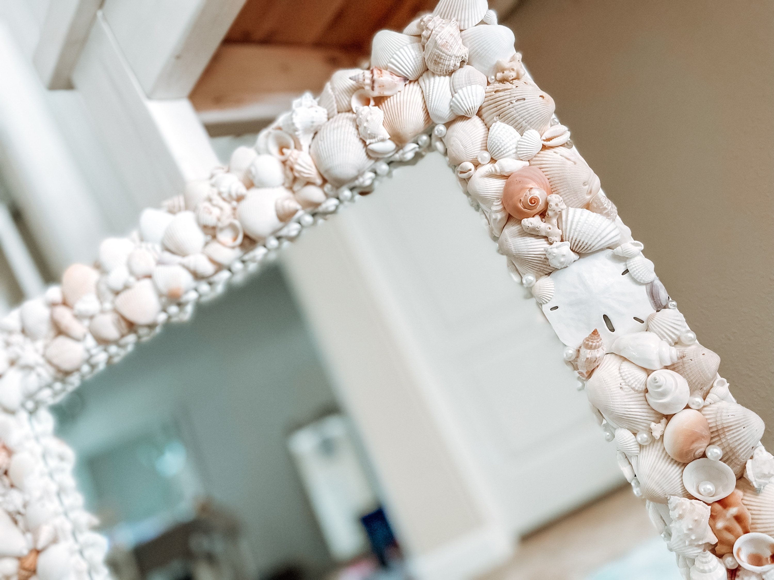 Coastal Sea Shell Mirror, Custom Shell Mirror, Beach Home Decor, Shell ...