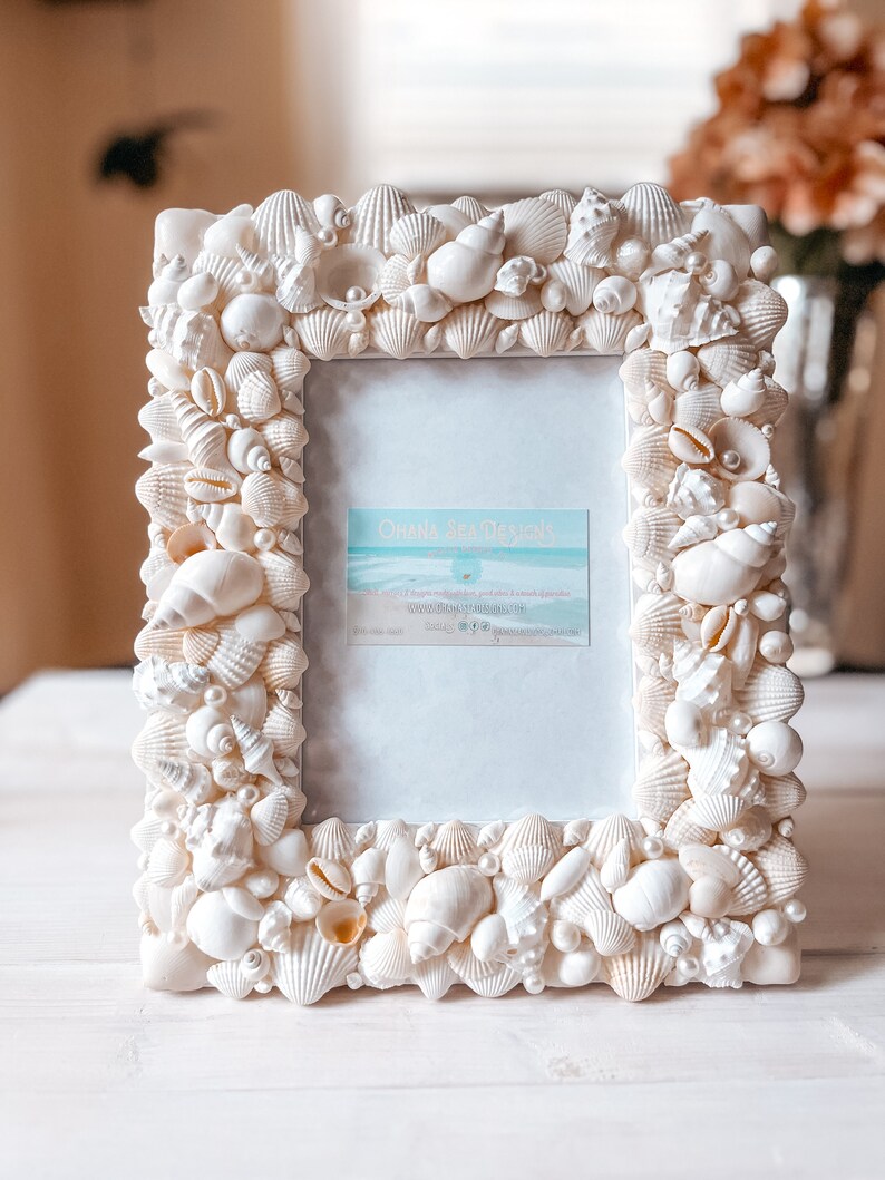 White Shell Picture Frame 4x6, Shell Photo Frame, Beach Frame, Beach ...