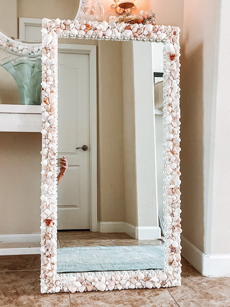 Beach Decor Large Shell Mirror, Seashell Design Mirror, Coastal Decor ...