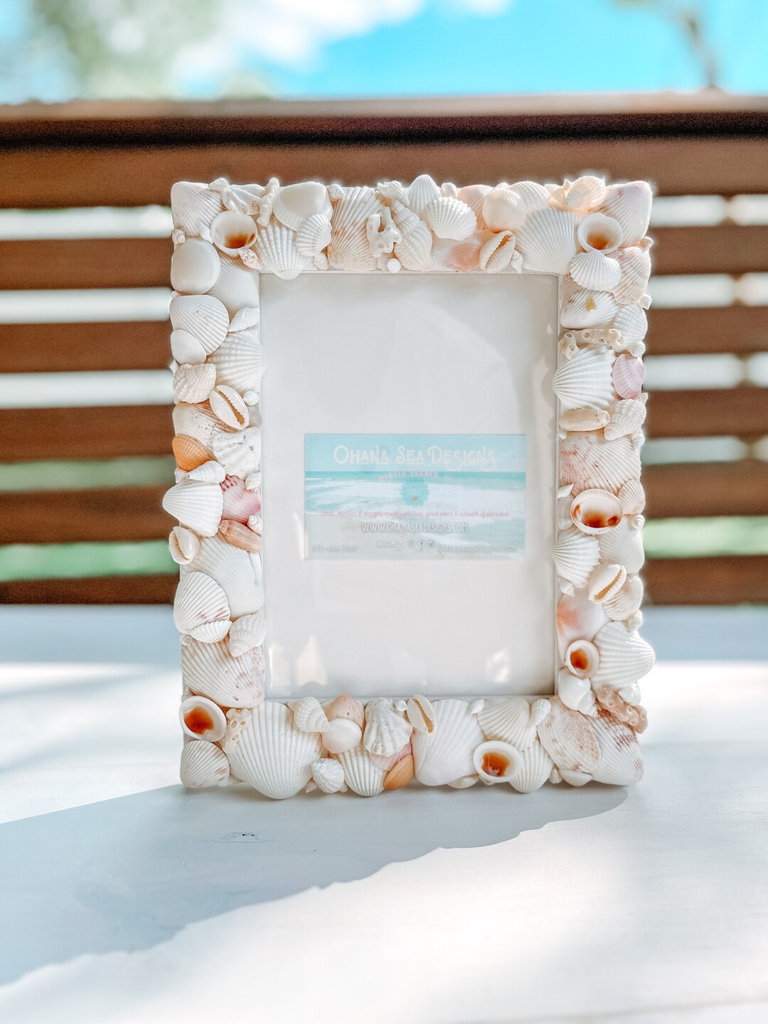 Seashell Picture Frame for 5x7 Photo, Seashell Frame, Palm Beach Chic ...