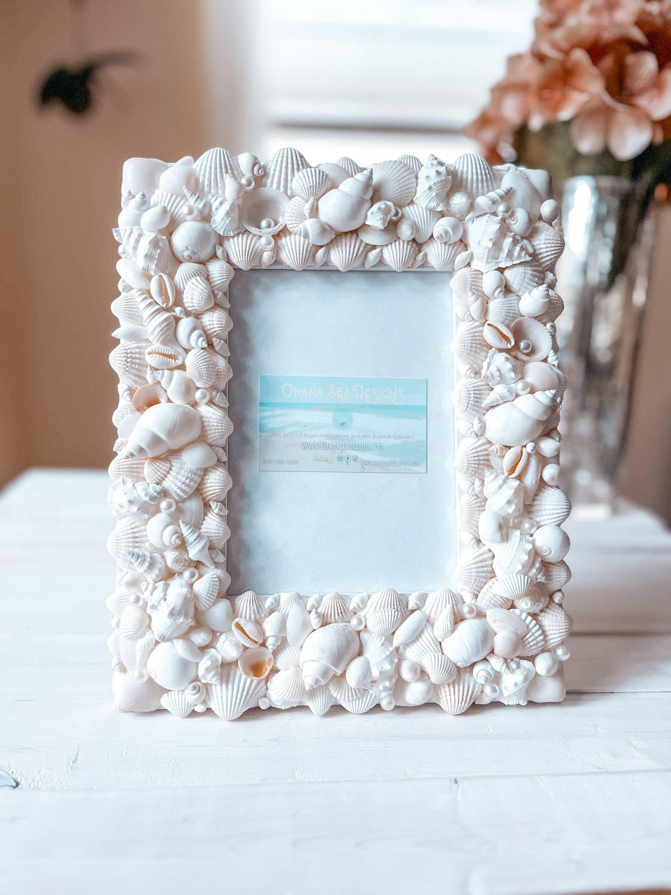 White Shell Picture Frame 4x6, Shell Photo Frame, Beach Frame, Beach ...