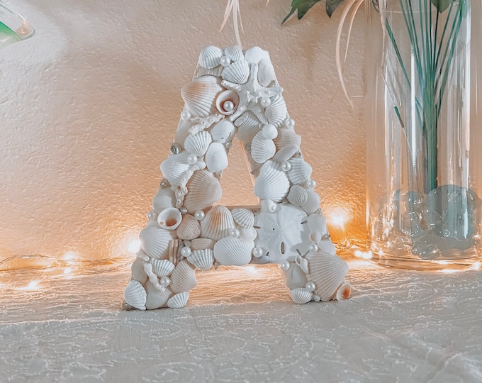 Seashell Letter Beige/white Themed Letter J Embellished With Seashells ...