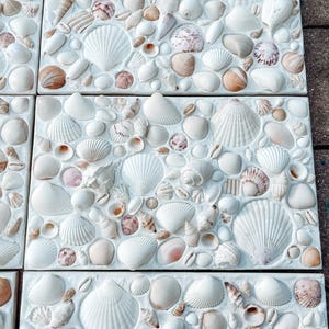 Seashell Tiles Custom Size, Coastal Tile, Beach Tiles, Decorative Tile ...