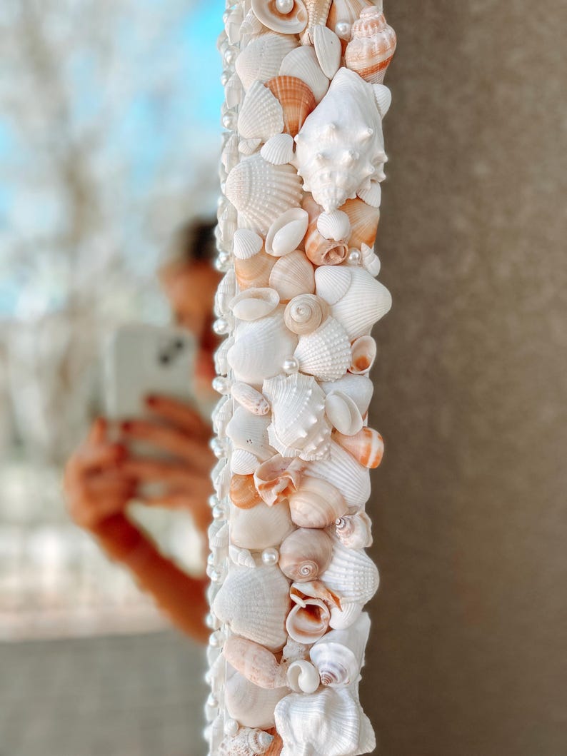 Large Seashell Mirror - Custom Mirror With Shells, Coastal Elegance ...