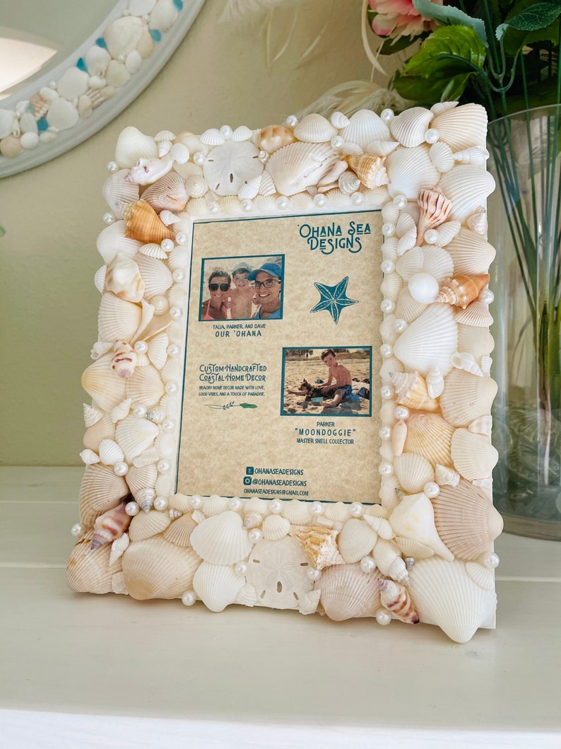 Seashell Picture Frame 5x7”: Coastal Beach Decor With Pearls - Etsy