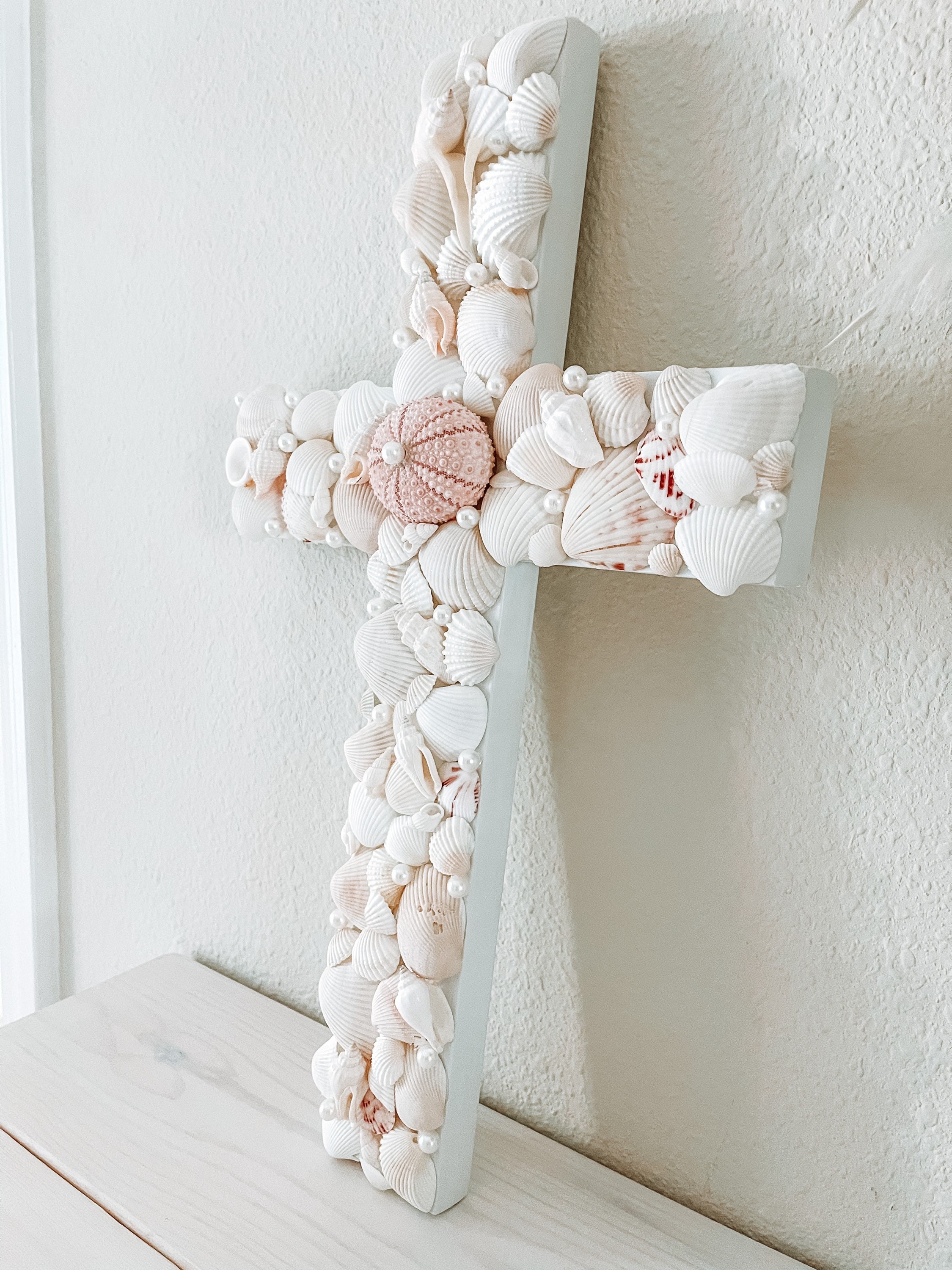 Seashell Cross, Beach House Art, Christian Wall Decor Cross ...