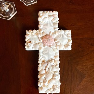 Seashell Cross, Christian Wall Art, Christian Gift, Coastal Home Decor ...