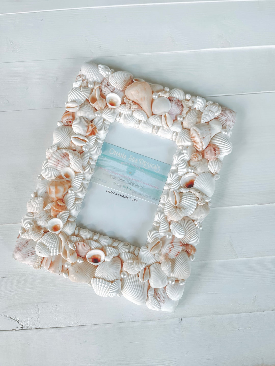 Seashell Picture Frame 4x6” Photo, Seashell Art, Palm Beach Chic Home ...