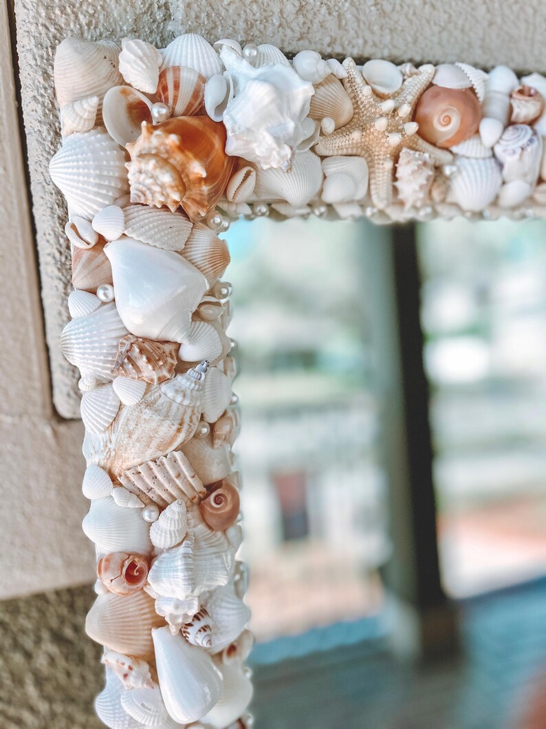 Large Seashell Mirror - Custom Mirror With Shells, Coastal Elegance ...