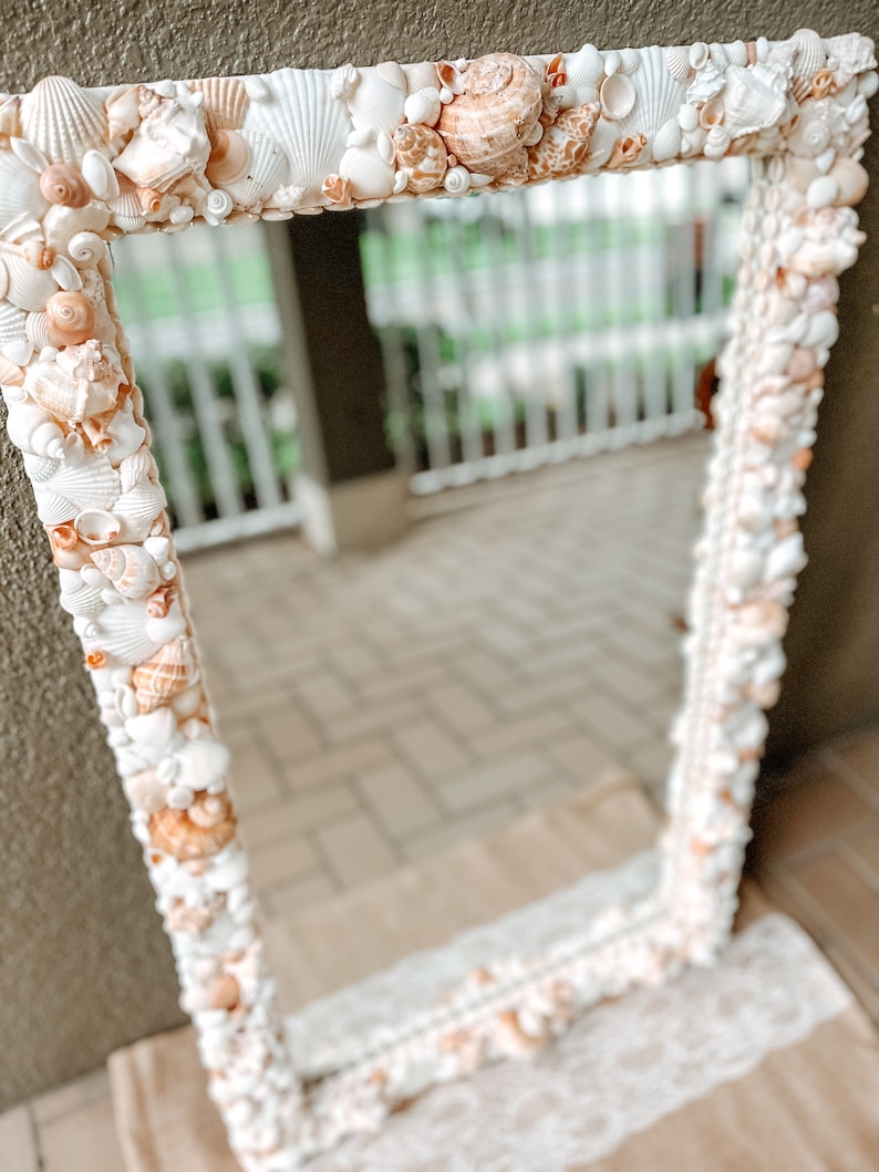 Custom Sea Shell Mirror, Beach Decor, Shell Art, Beach Wall Art, Shell Designs - Etsy
