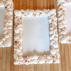 Seashell Picture Frame, 4x6 or 5x7, Palm Beach Chic Decor, Pink and ...