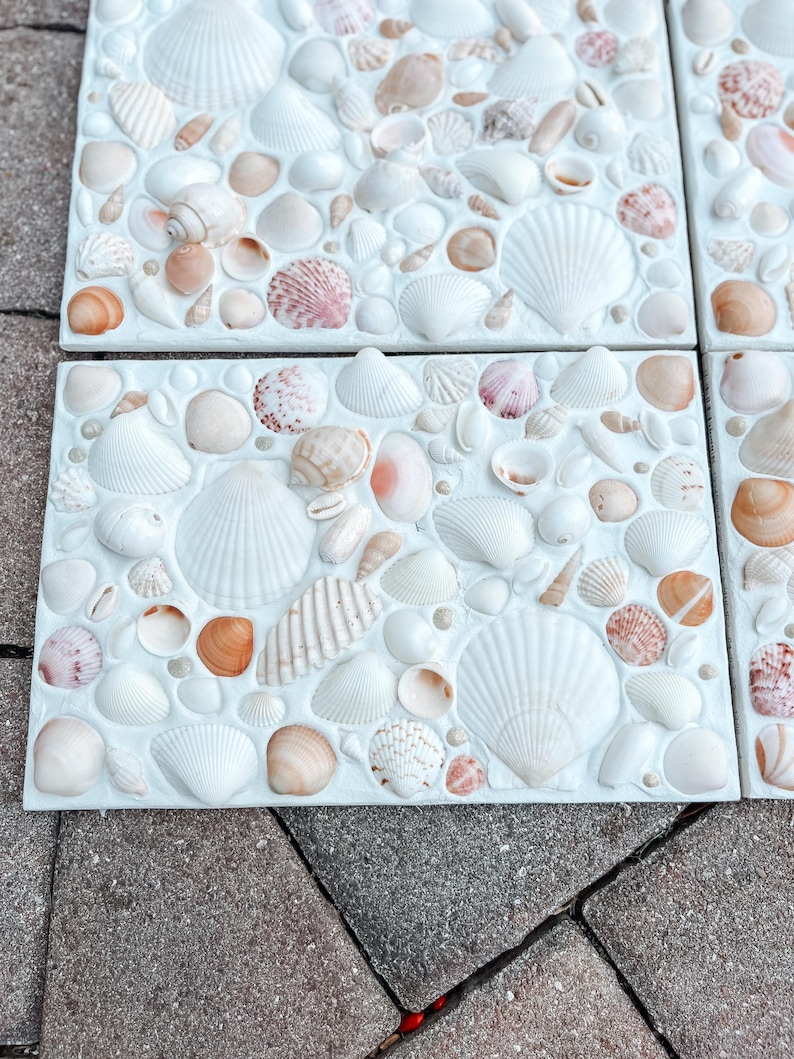 Seashell Tiles Custom Size, Coastal Tile, Beach Tiles, Decorative Tile ...