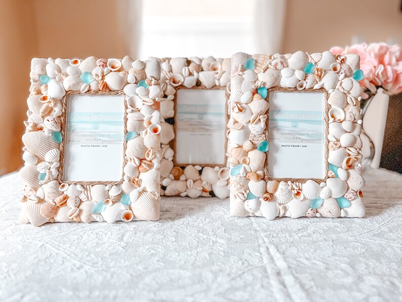 Shell Picture Frame Coastal Cowgirl Decor, Custom 4x6” Shell Frame ...