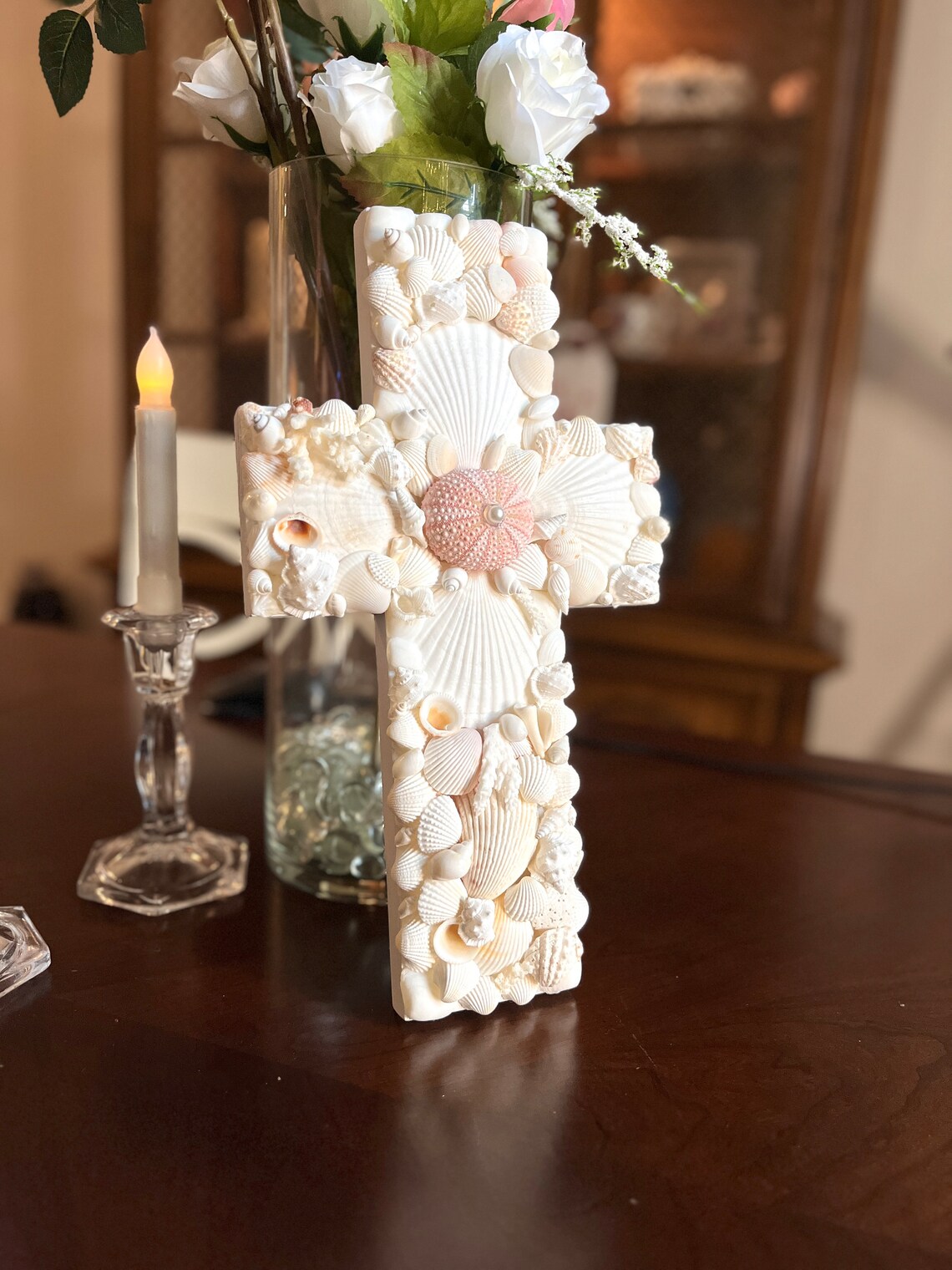 Seashell Cross Wall Art: Coastal Christian Home Decor - Etsy