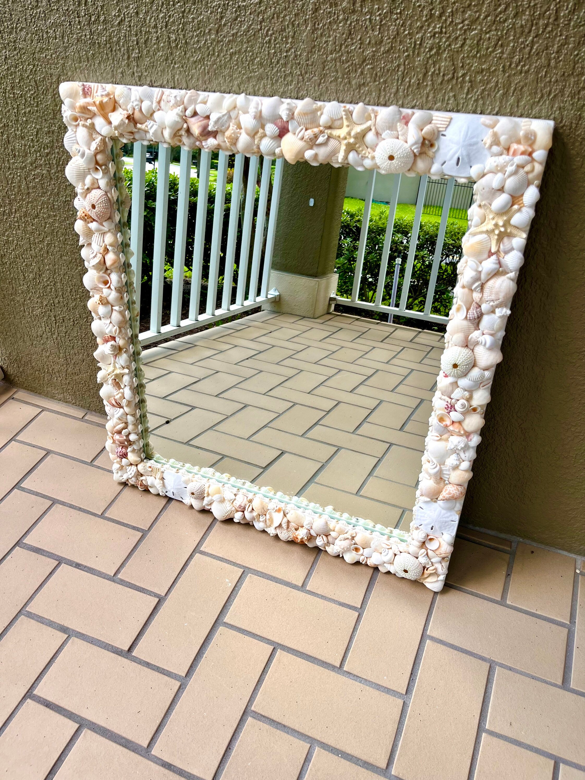 Beach Decor Large Shell Mirror, Coastal Home Decor, Beach House Decor ...