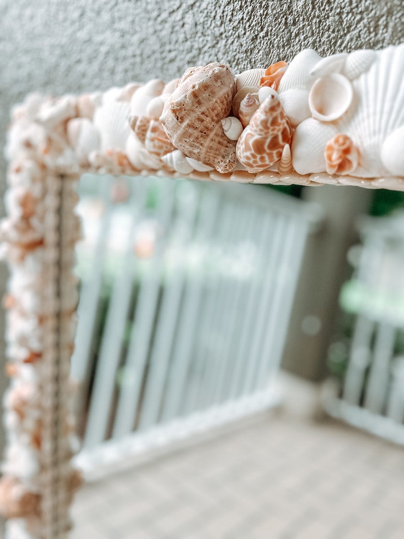 Custom Sea Shell Mirror, Beach Decor, Shell Art, Beach Wall Art, Shell Designs - Etsy