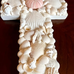 Seashell Cross, Christian Wall Art, Christian Gift, Coastal Home Decor ...