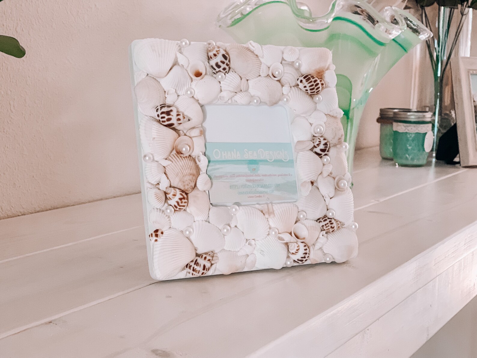 Small Sea Shell Picture Frame 4x4, Coastal Picture Frame, Beach Lover ...