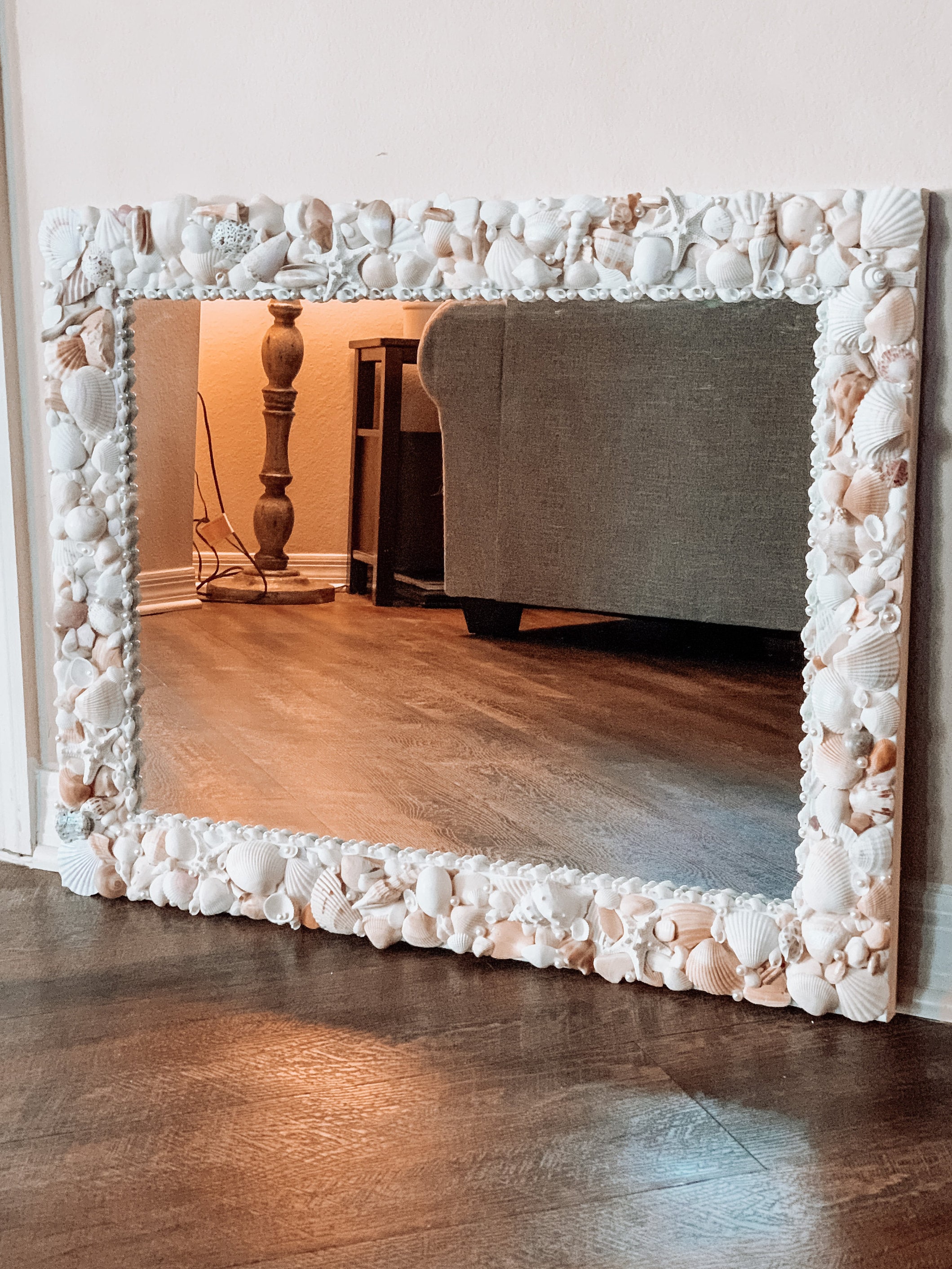 Beach Wall Mirror Beach Decor, Seashell Starfish Wall Mirror, Coastal ...