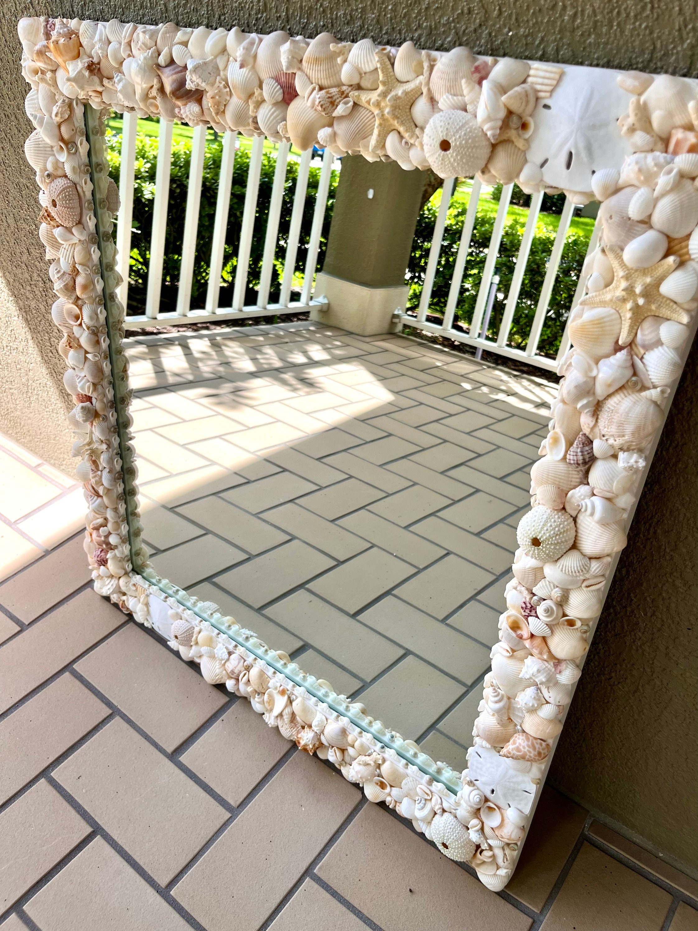 Beach Decor Large Shell Mirror, Coastal Home Decor, Beach House Decor ...