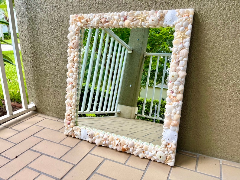 Beach Decor Large Shell Mirror, Coastal Home Decor, Beach House Decor ...