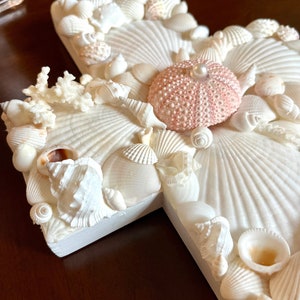 Seashell Cross, Christian Wall Art, Christian Gift, Coastal Home Decor ...