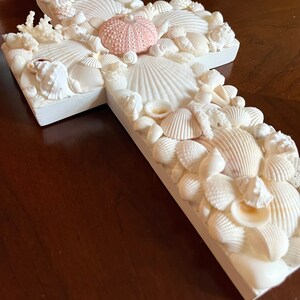 Seashell Cross, Christian Wall Art, Christian Gift, Coastal Home Decor ...