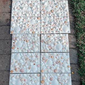 Seashell Tiles Custom Size, Coastal Tile, Beach Tiles, Decorative Tile ...