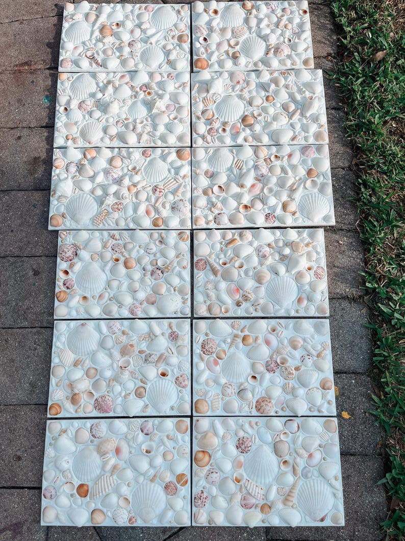Handcrafted Seashell Tile: Coastal Beach House Decor (8x12 Inches) - Etsy