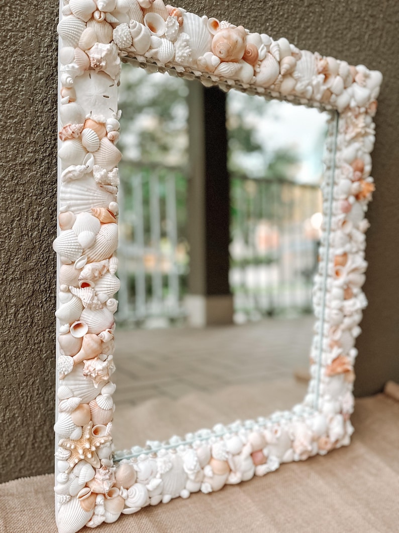 Beach Decor Custom Shell Mirror, Custom Shell Mirror, Beach House Decor ...