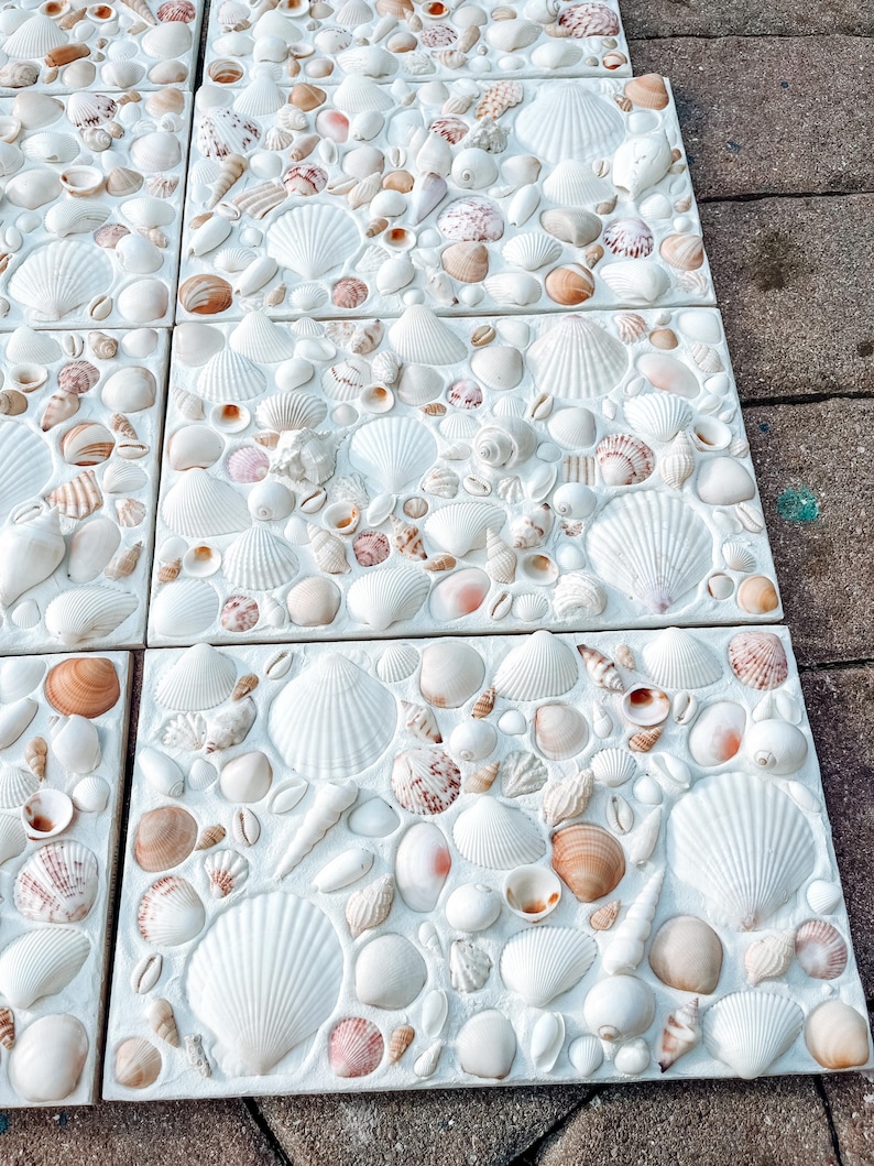 Seashell Tiles Custom Size, Coastal Tile, Beach Tiles, Decorative Tile ...