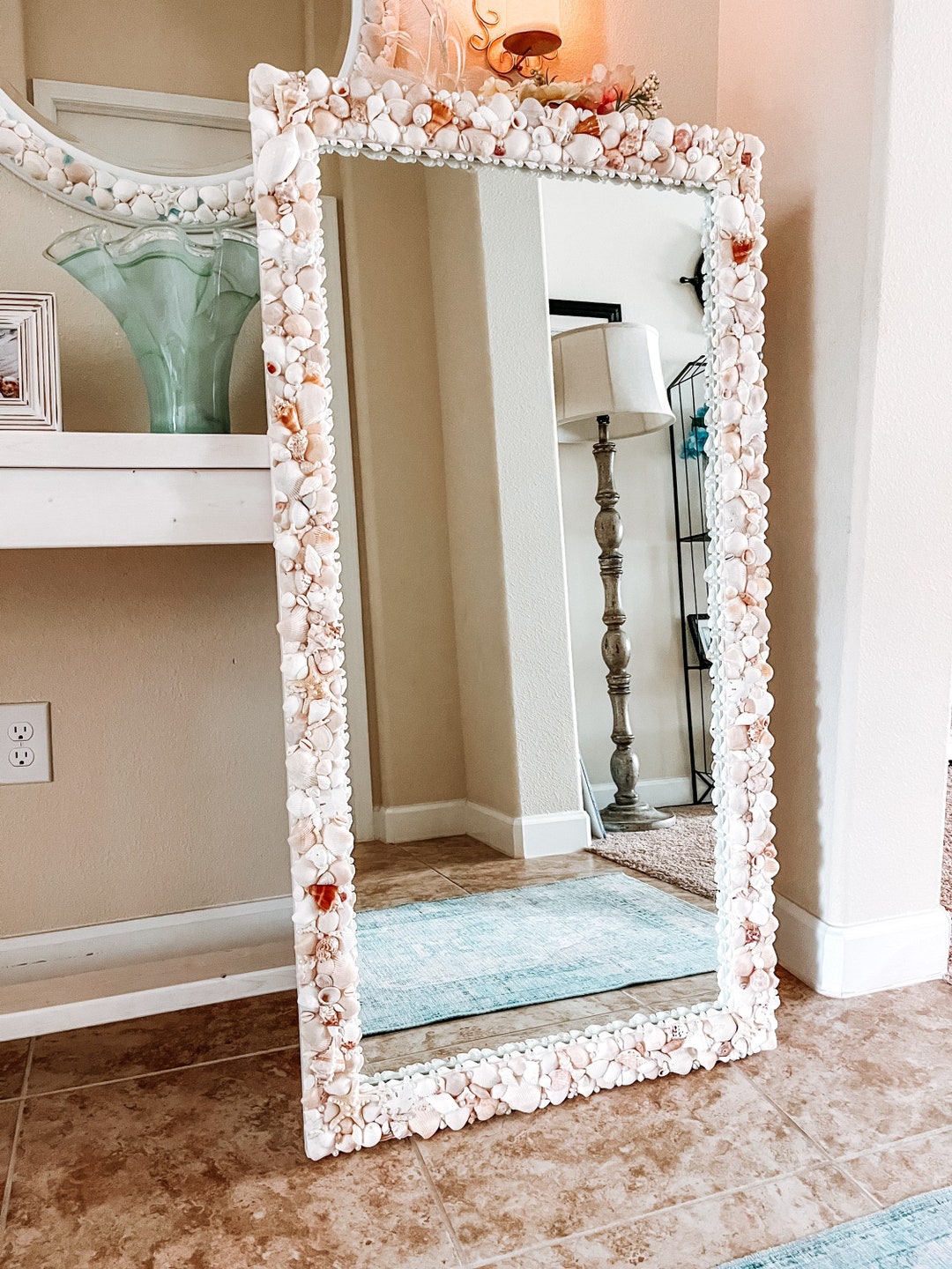 Beach Decor Large Shell Mirror Seashell Design Mirror - Etsy
