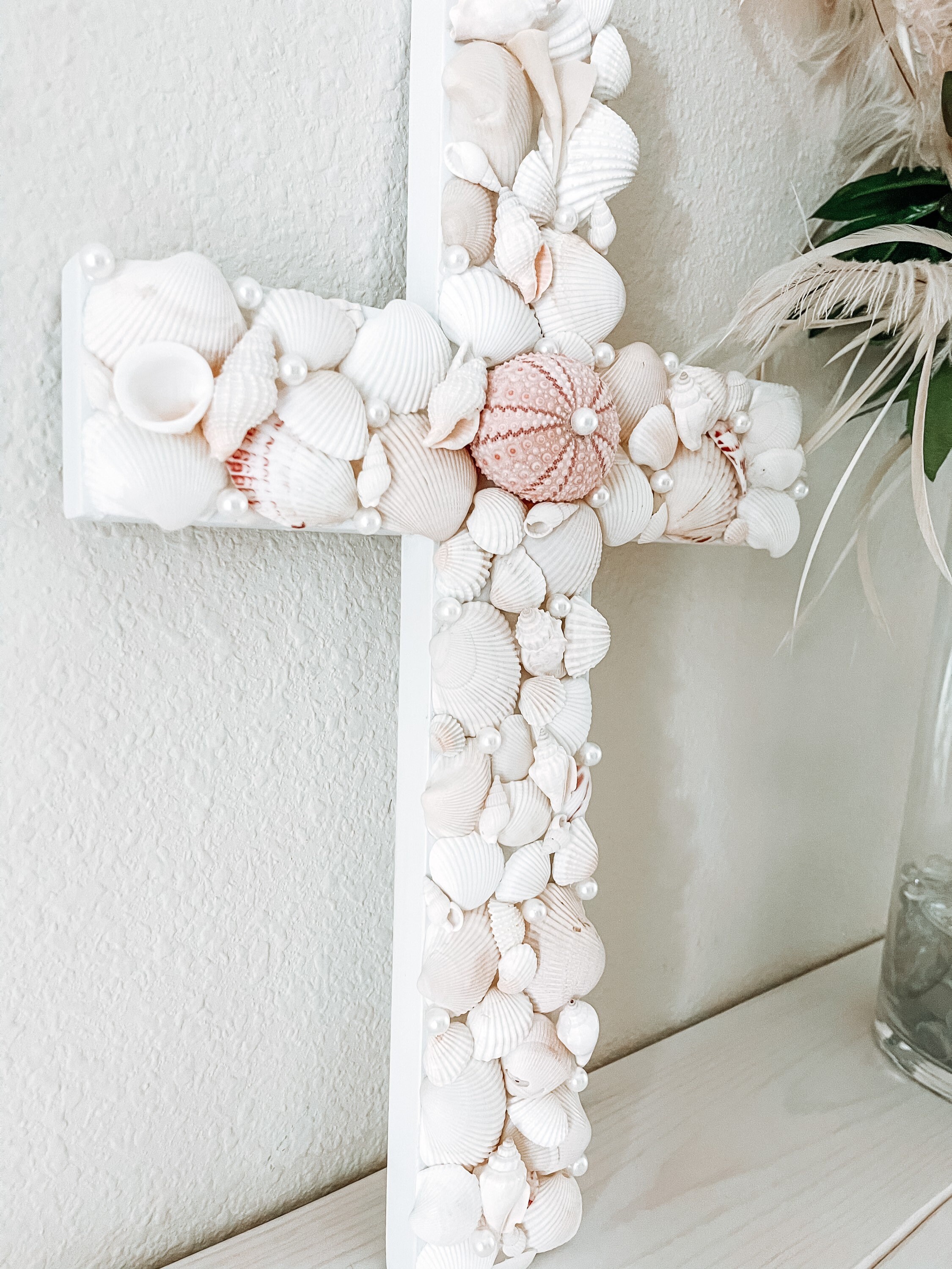 Seashell Cross, Beach House Art, Christian Wall Decor Cross ...