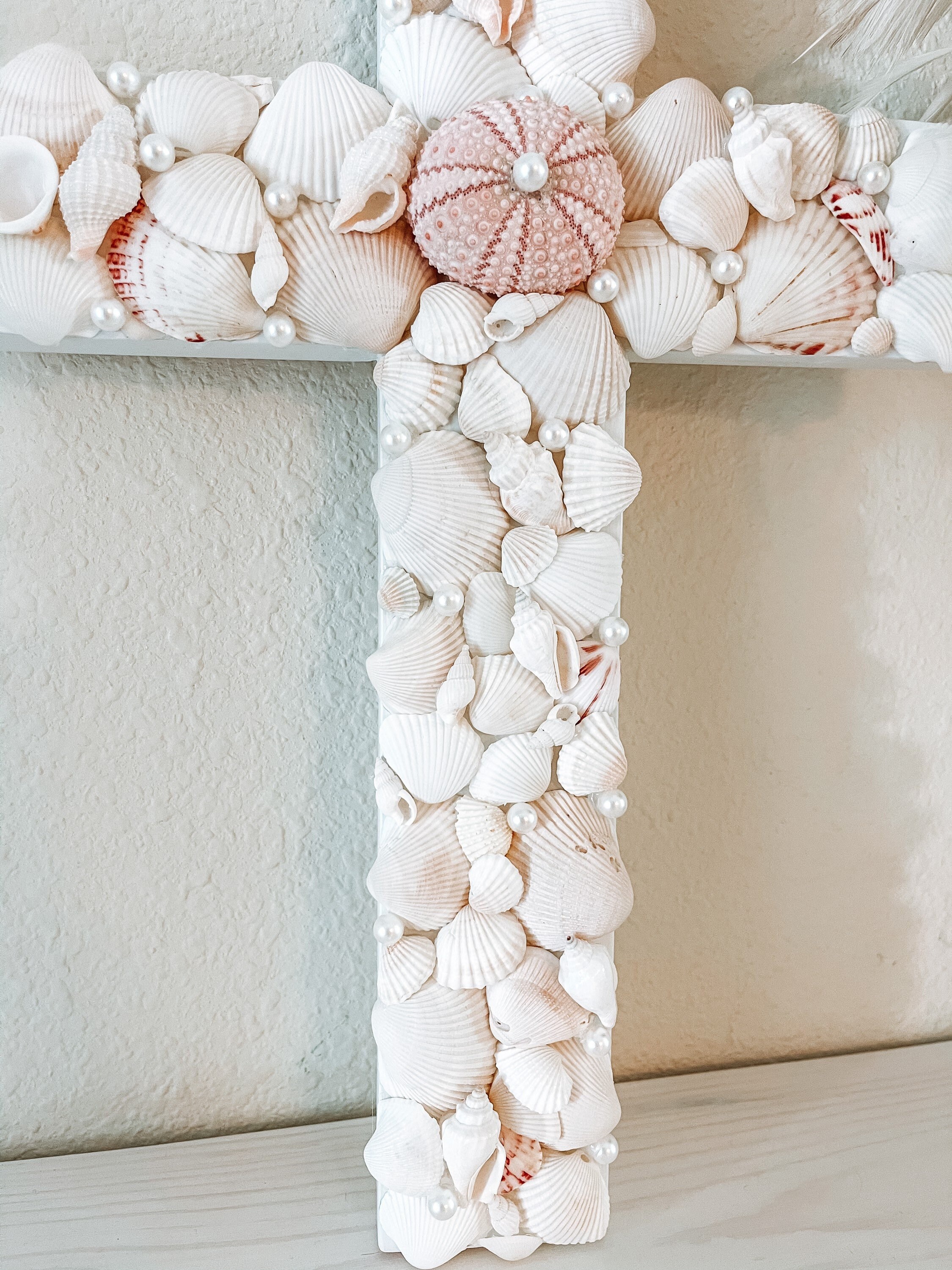 Seashell Cross, Beach House Art, Christian Wall Decor Cross ...
