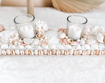 Seashell Art Table Centerpiece ,seashell Candle Centerpiece for Table ...
